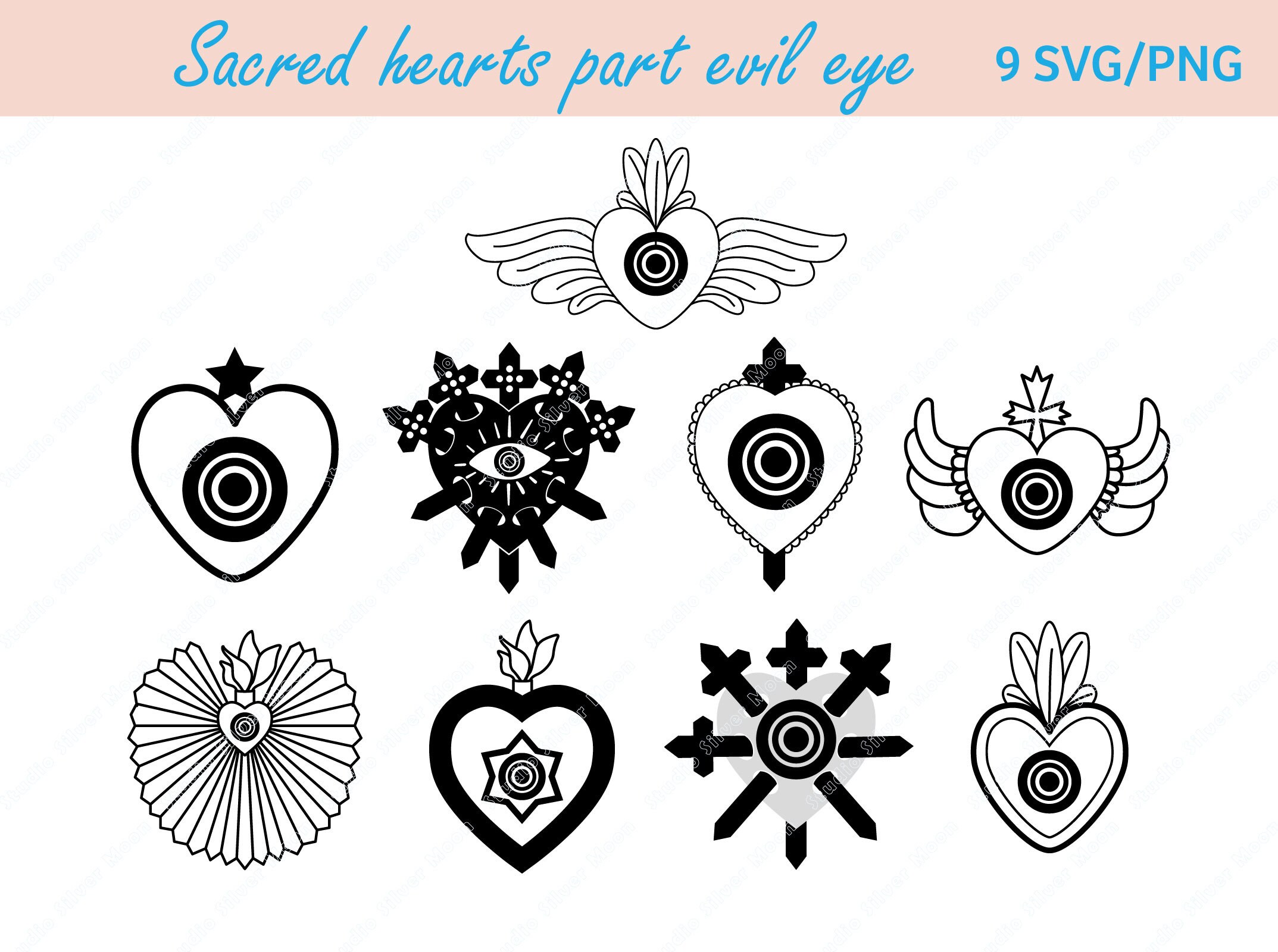 Sacred Heart Evil Eye Svg Sagrado Corazón Svg Mexican - Etsy