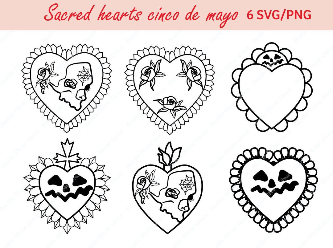 Mexican Sacred Hearts Png/ Svg, Sacred Heart Digital Download ...