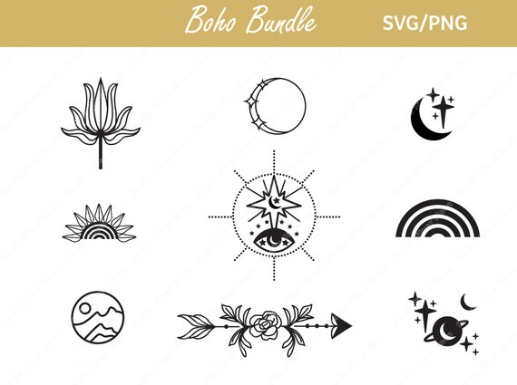 Boho Bundle SVG/PNG Digital Download Boho Stars Moon Svg - Etsy
