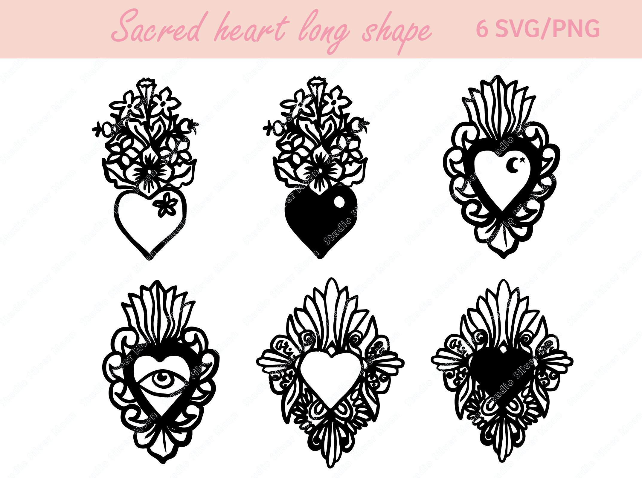 Sacred Heart SVG PNG Bundle: Mexican Folk Art Milagro (digital Download ...