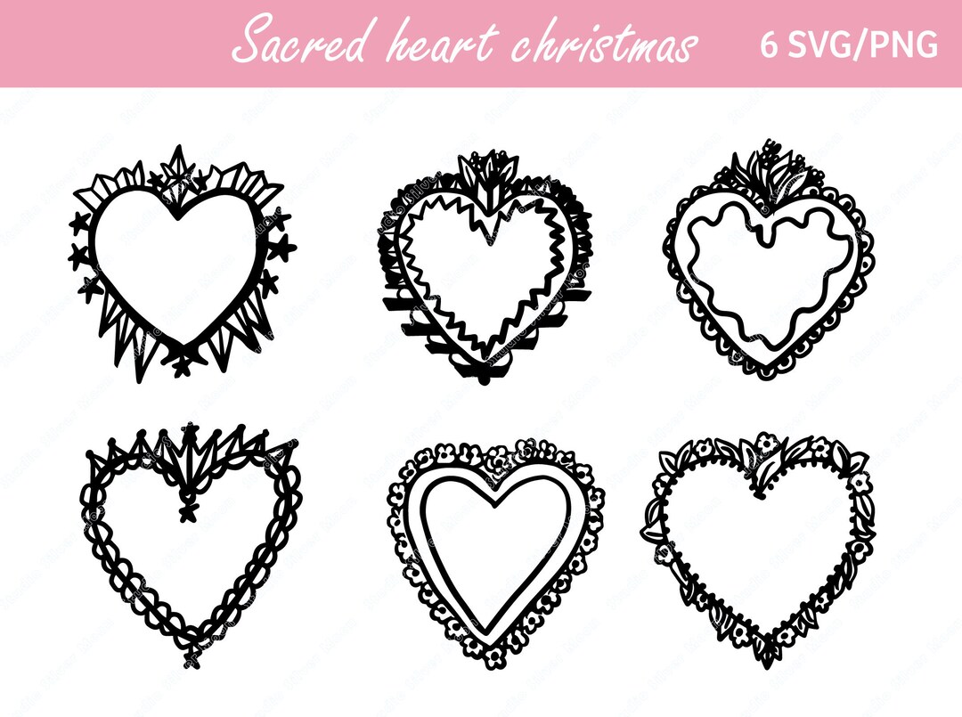 Sacred Heart Svg, Spiritual Png, Mexican Sacred Heart Svg, Folk Art Svg ...
