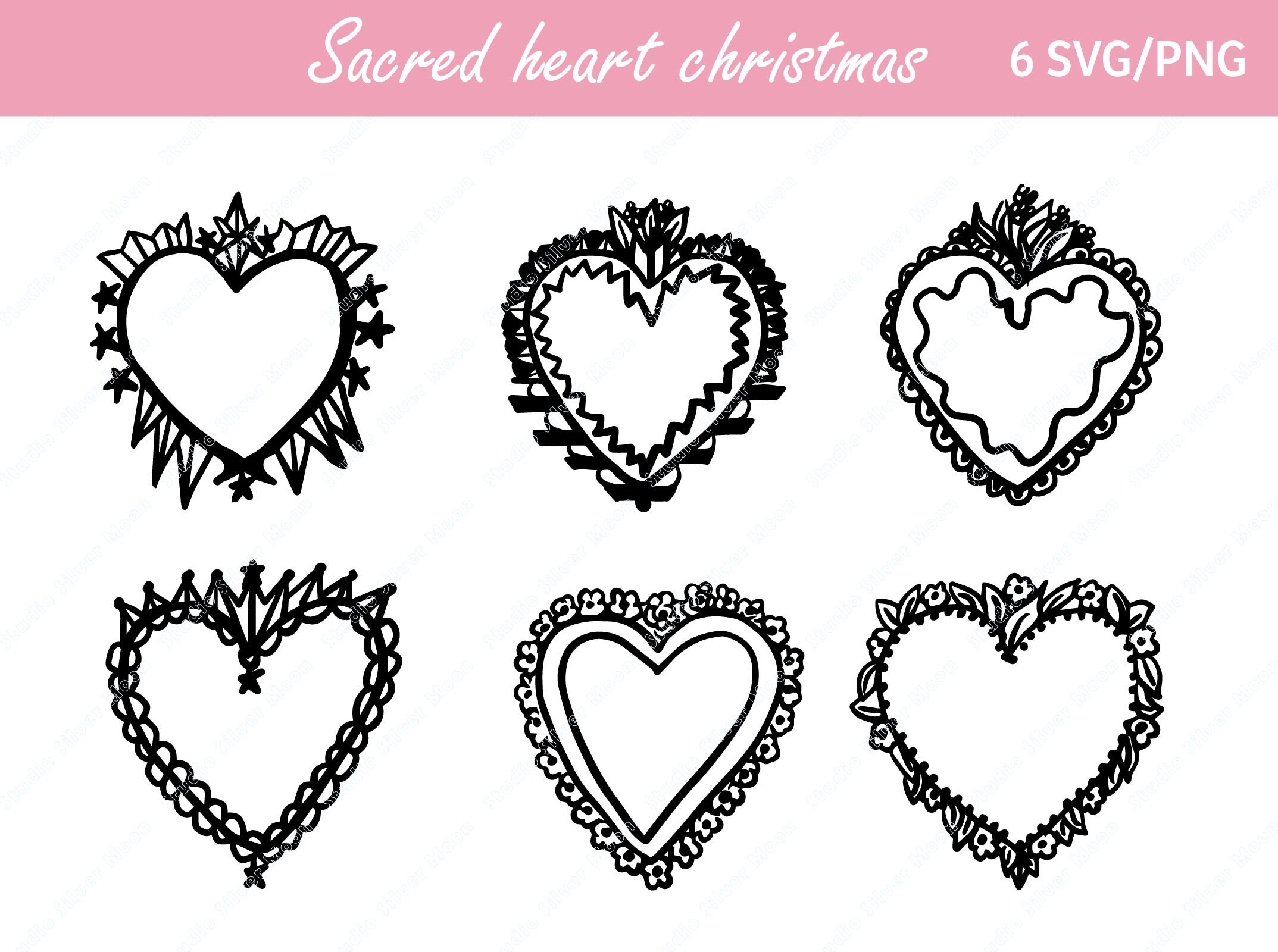 Sacred Heart Svg, Spiritual Png, Mexican Sacred Heart Svg, Folk Art Svg ...