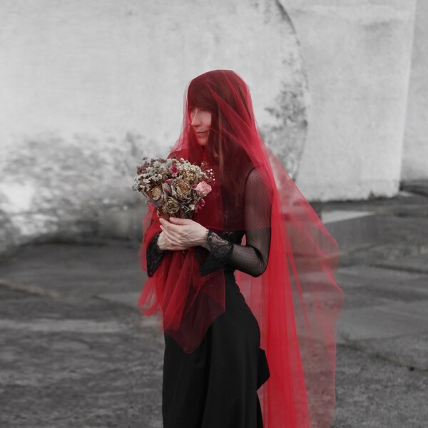 Red Veil - Etsy