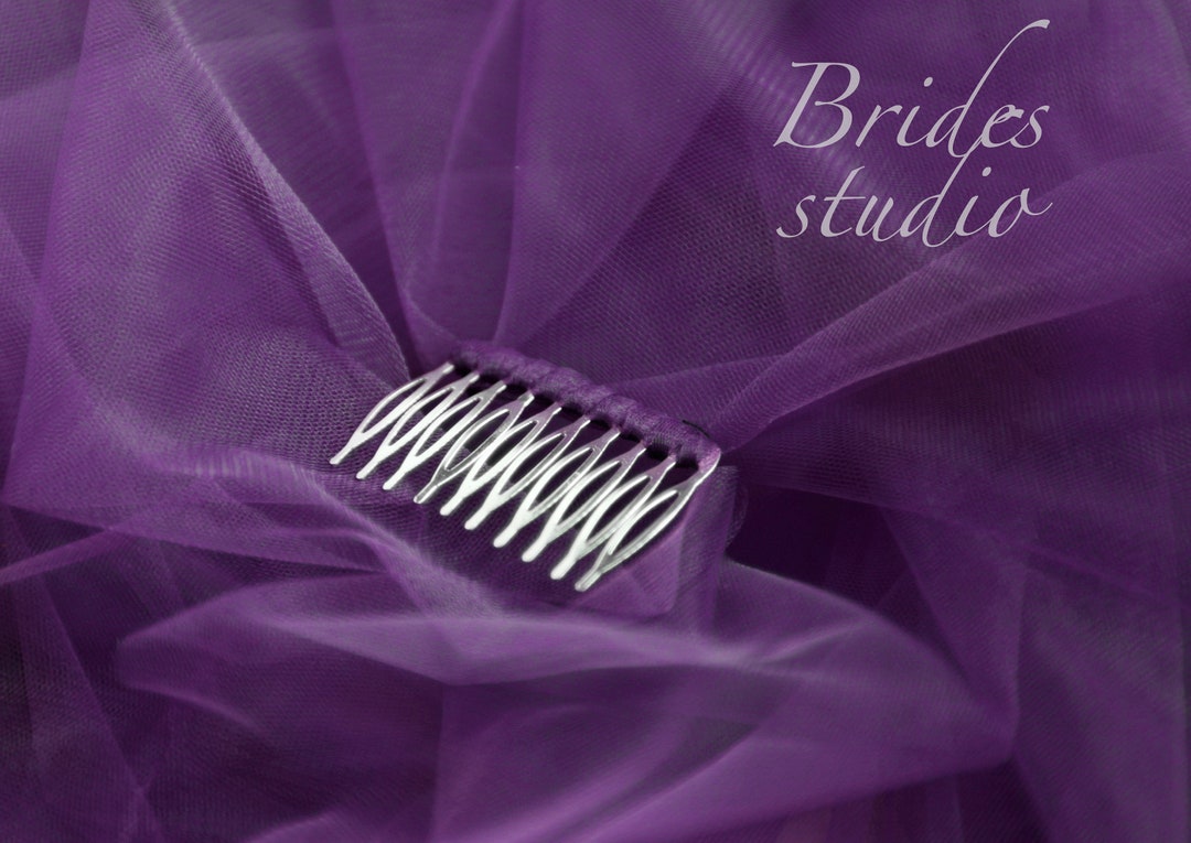 Gothic Wedding Veil Dark Purple Wedding Veil Purple Bridal Veil Simple ...