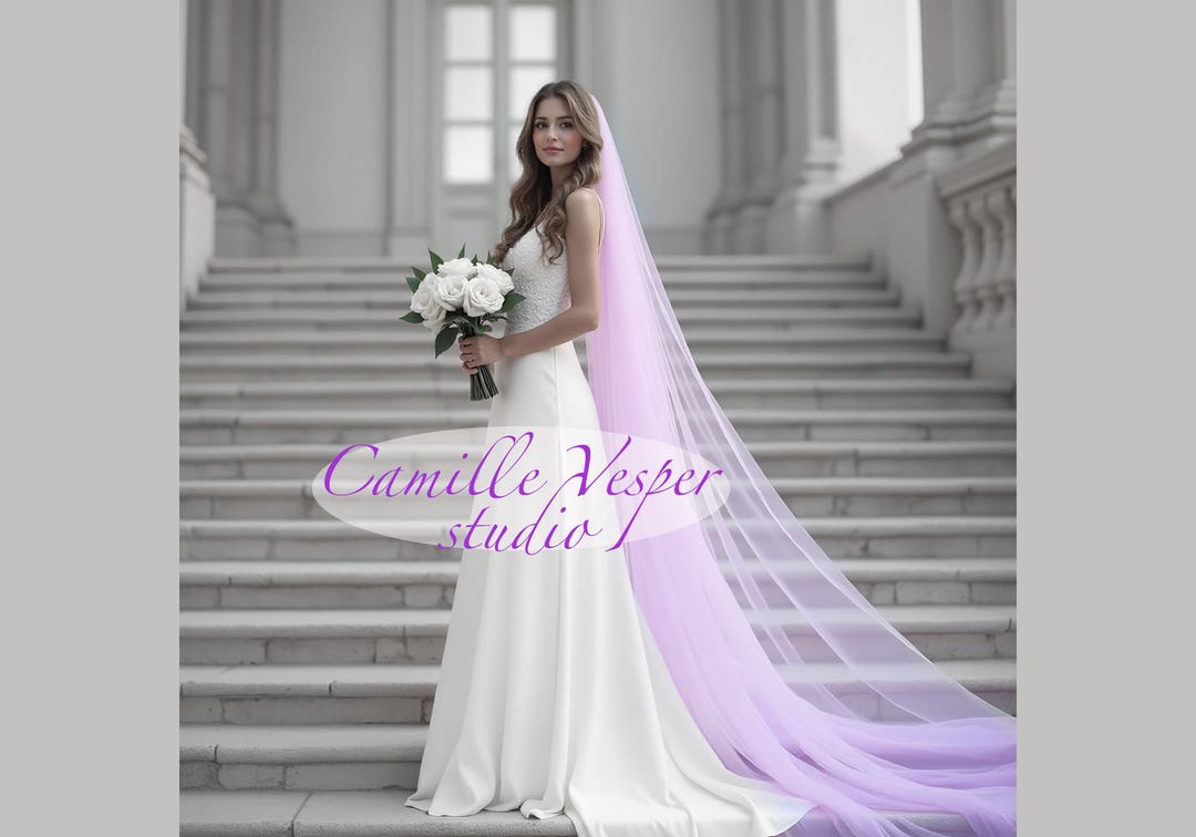 Long Lavender Purple Wedding Veil - Single Lilac Tulle Bridal Veil - Etsy