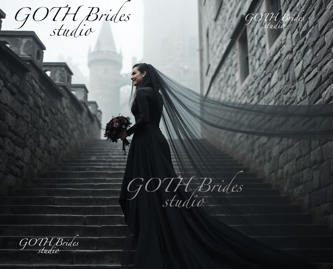 Goth Veil. Long Black Bridal Veil. Gothic Black Wedding Veil ...
