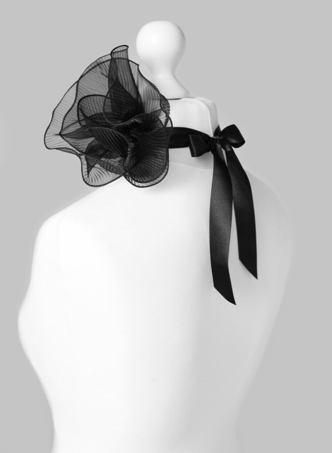 Black Bridal Flower Neck Corsage Large Organza Flower Choker Necklace ...