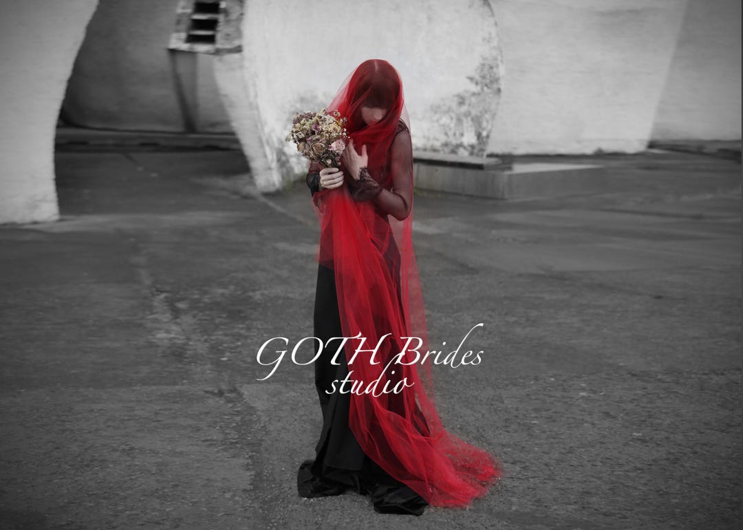 Vampire Veil Red Wedding Veil Goth Veil - Etsy