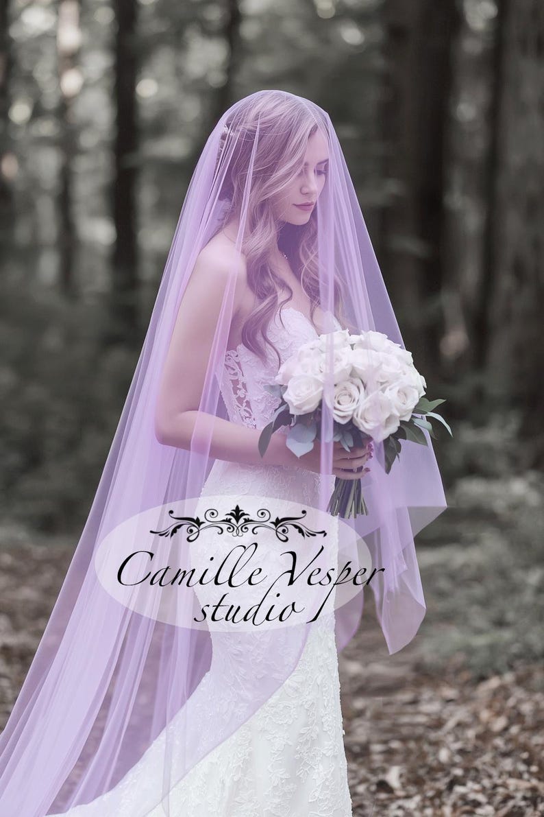 Lilac Lavender Purple Wedding Veil. Two Tier Light Lavender Bridal Veil ...