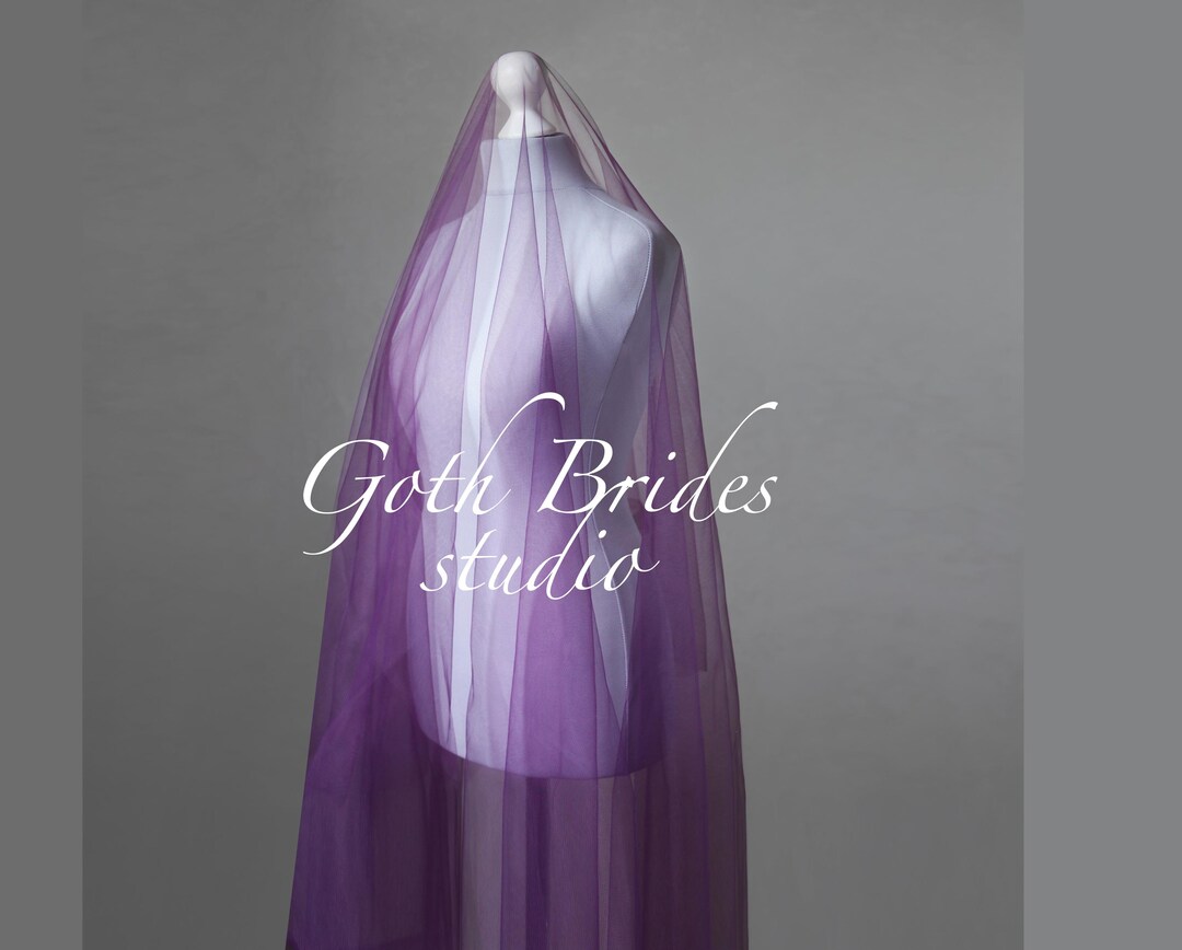 Goth Bridal Veil Dark Purple Wedding Veil Purple Drop Veil Goth Veil - Etsy