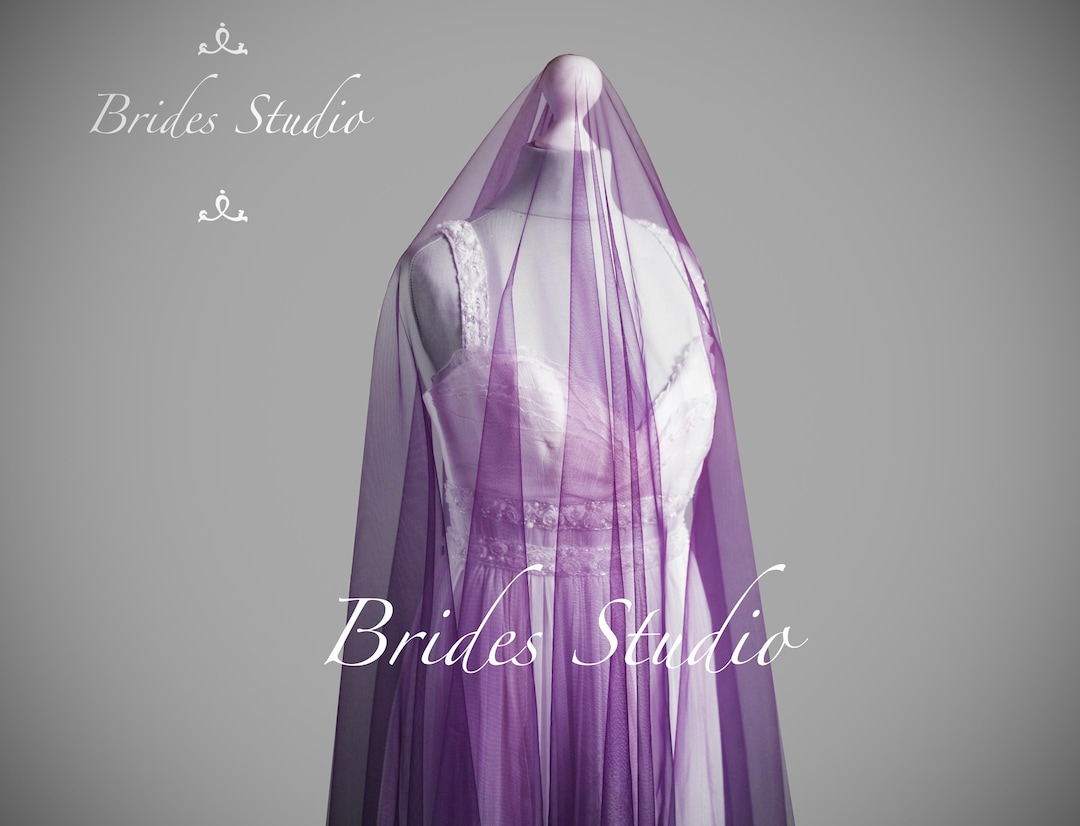 Extravagant Dark Purple Wedding Veil. Two Tier Purple Plum Bridal Veil ...