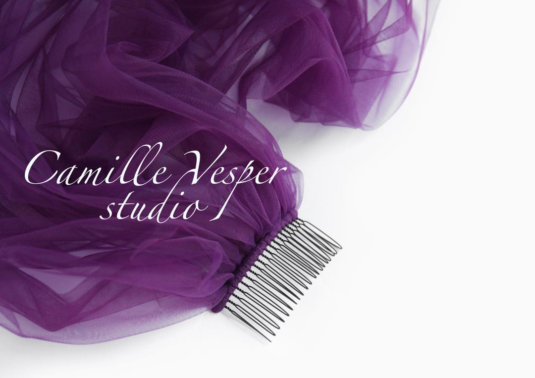 Dark Violet Purple Tulle Wedding Veil - Etsy