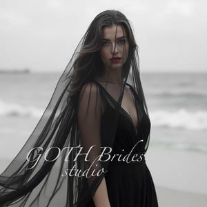 Gothic Wedding Veil. Two Tier Black Bridal Veil. Goth Veil. - Etsy