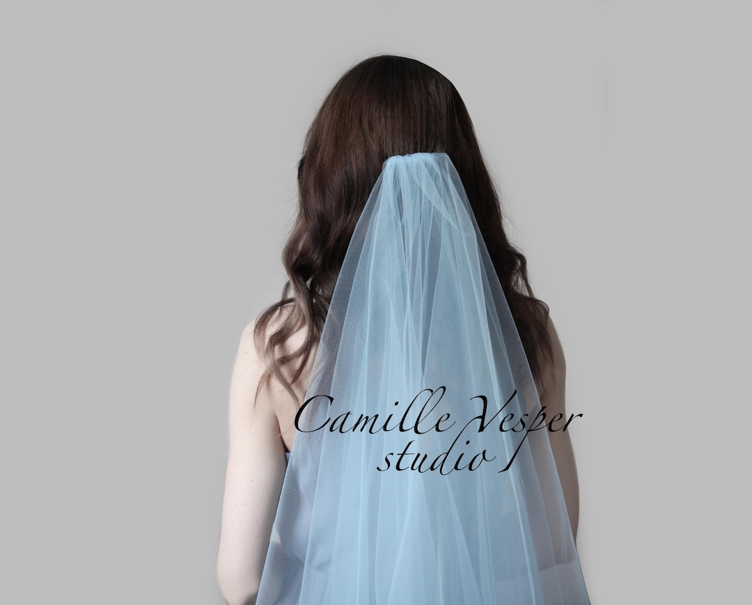 Soft Tulle Pastel Light Blue Two Tier Bridal Veil. Light Baby Blue ...