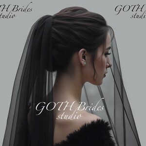 Gothic Wedding Veil. Two Tier Black Bridal Veil. Goth Veil. - Etsy