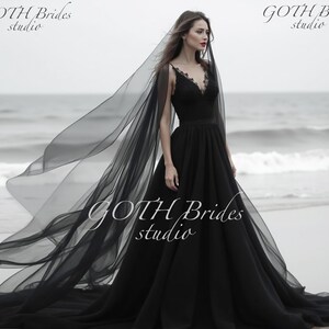 Gothic Wedding Veil. Two Tier Black Bridal Veil. Goth Veil. - Etsy