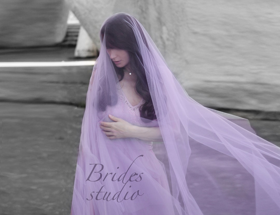 Italian Soft Tulle Lilac Bridal Veil Lavender Wedding Veil Pastel ...