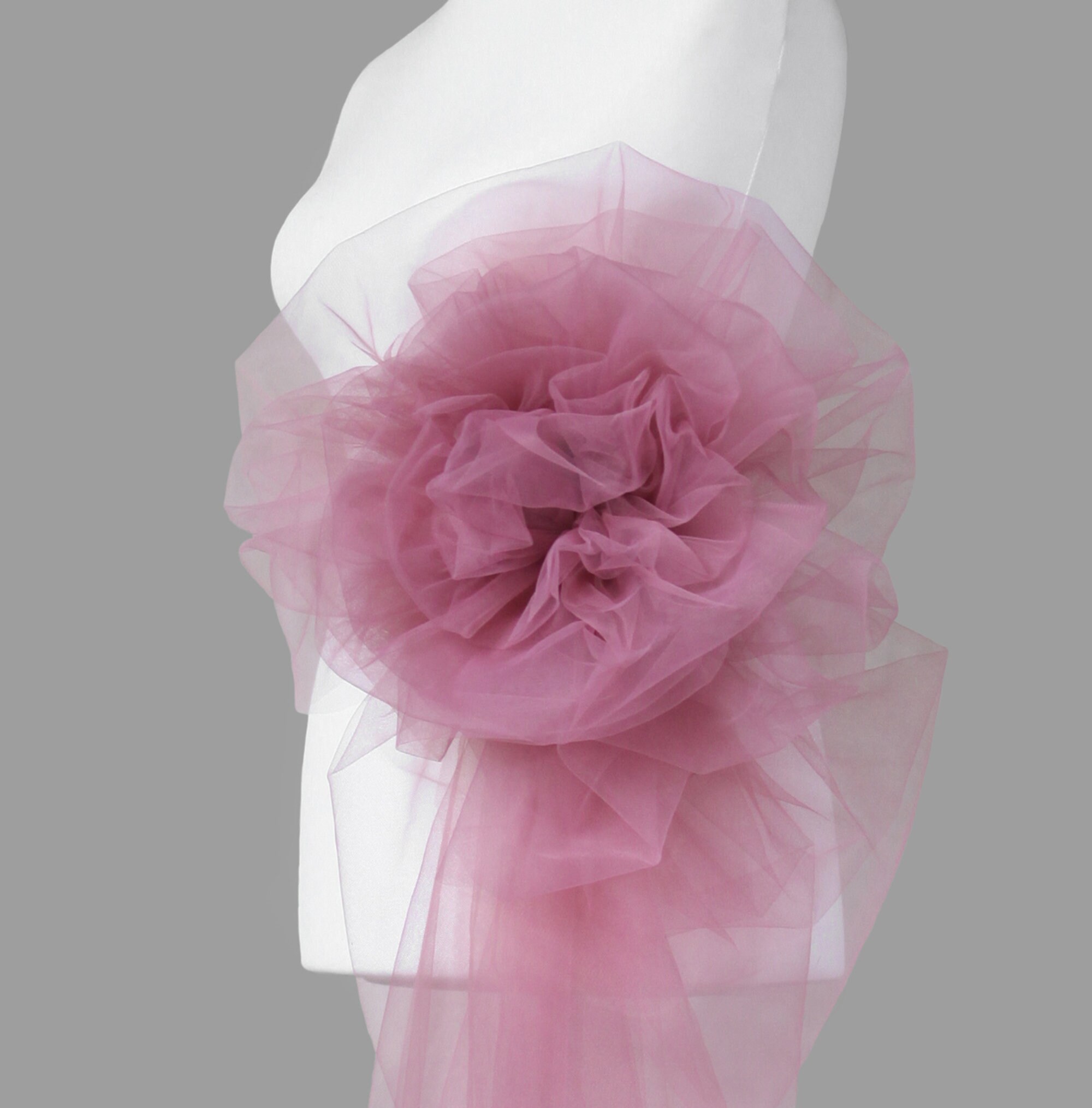Extra Large Black Tulle Flower Belt. Satin Sash Belt With Flower. Huge ...
