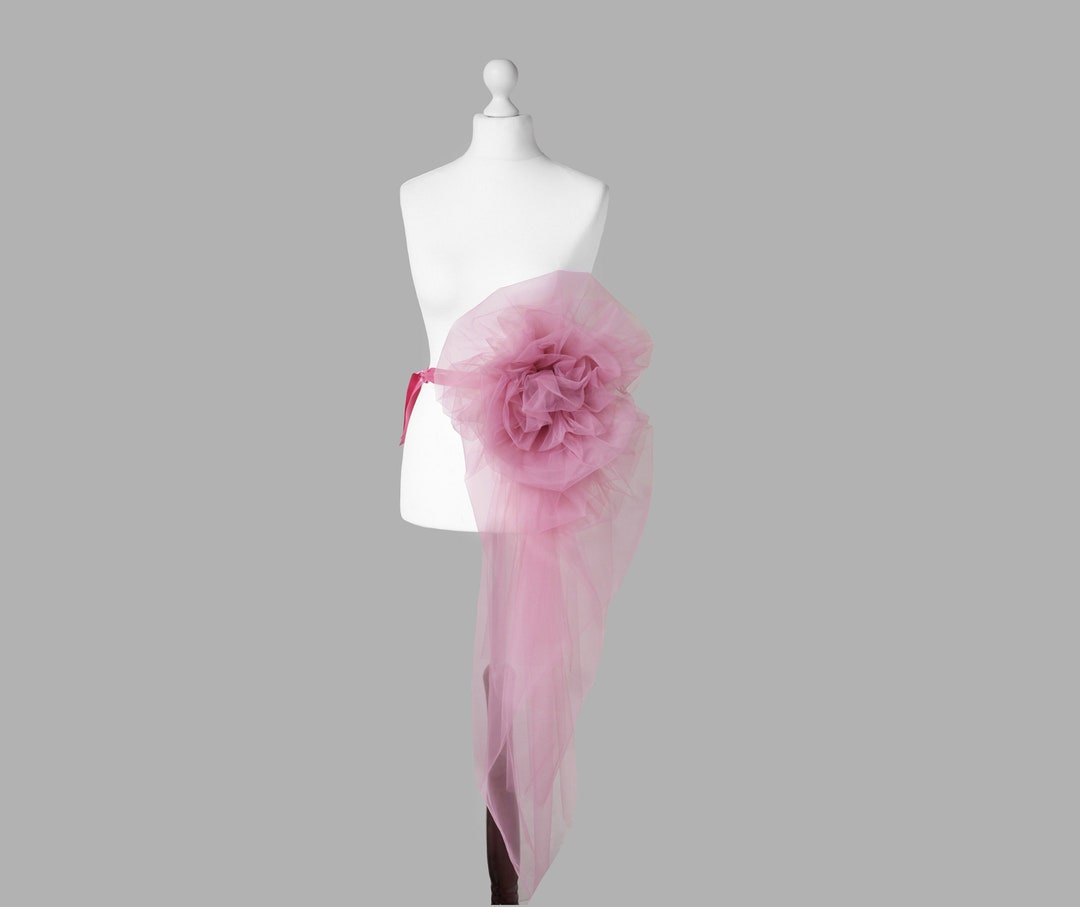 Large Flower Belt With Long Tail Burlesque Bustle Belt Tulle Flower ...