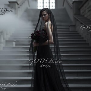 Gothic Wedding Veil. Two Tier Black Bridal Veil. Goth Veil. - Etsy
