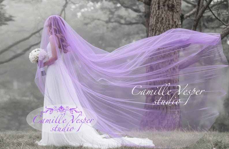 Lilac Lavender Purple Wedding Veil. Two Tier Light Lavender Bridal Veil ...