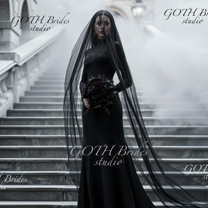 Gothic Wedding Veil. Two Tier Black Bridal Veil. Goth Veil. - Etsy