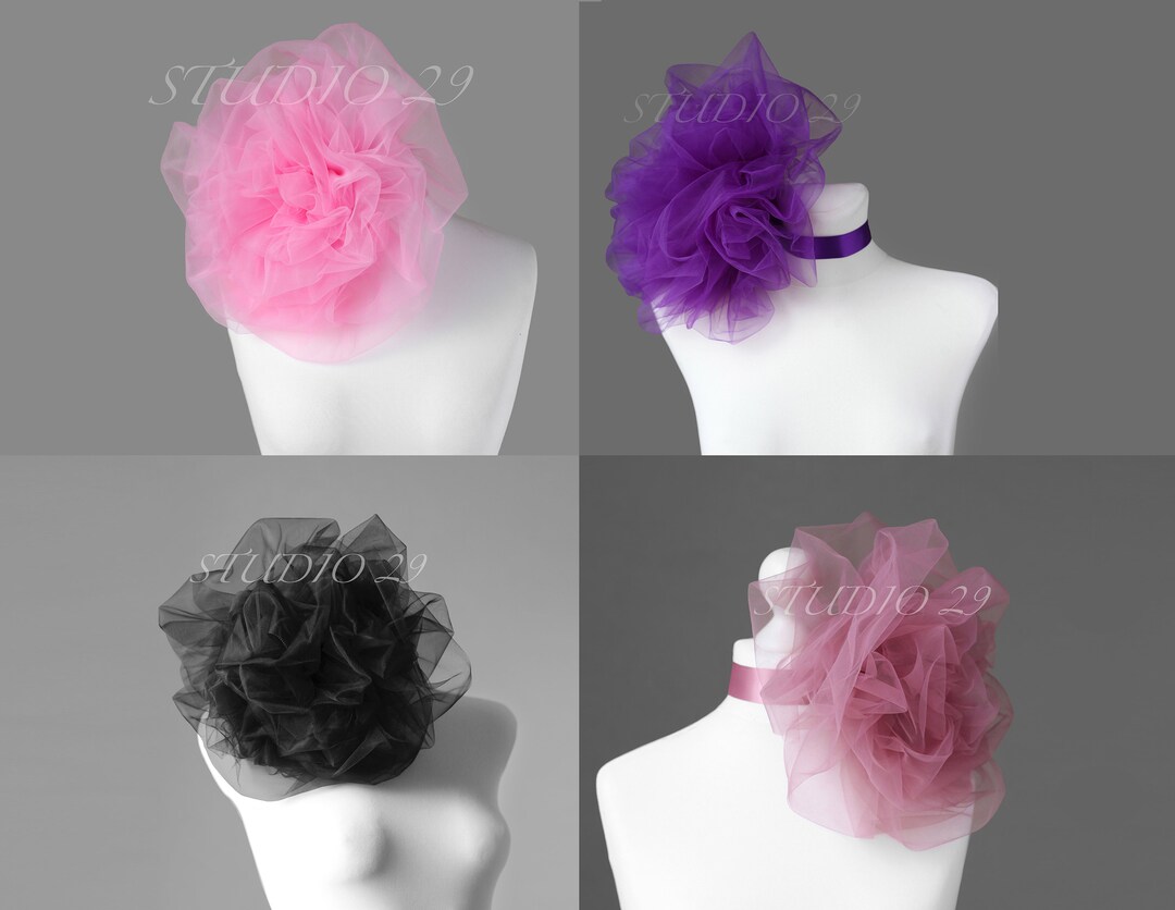 Satin Choker With Flower Large Flower Choker Necklace Big Flower Neck ...