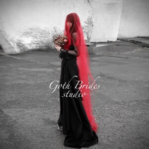 Red Wedding Veil Red Bridal Veil Two Tier Veil Fantasy Veil Vampire ...