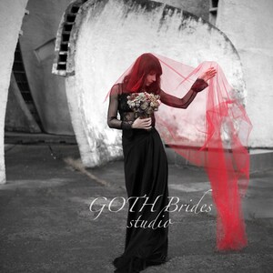 Red Wedding Veil Red Bridal Veil Two Tier Veil Fantasy Veil Vampire ...