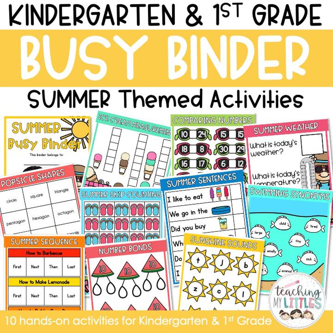 Summer Busy Binder K-1st | Learning Activities (digital Download) - Etsy