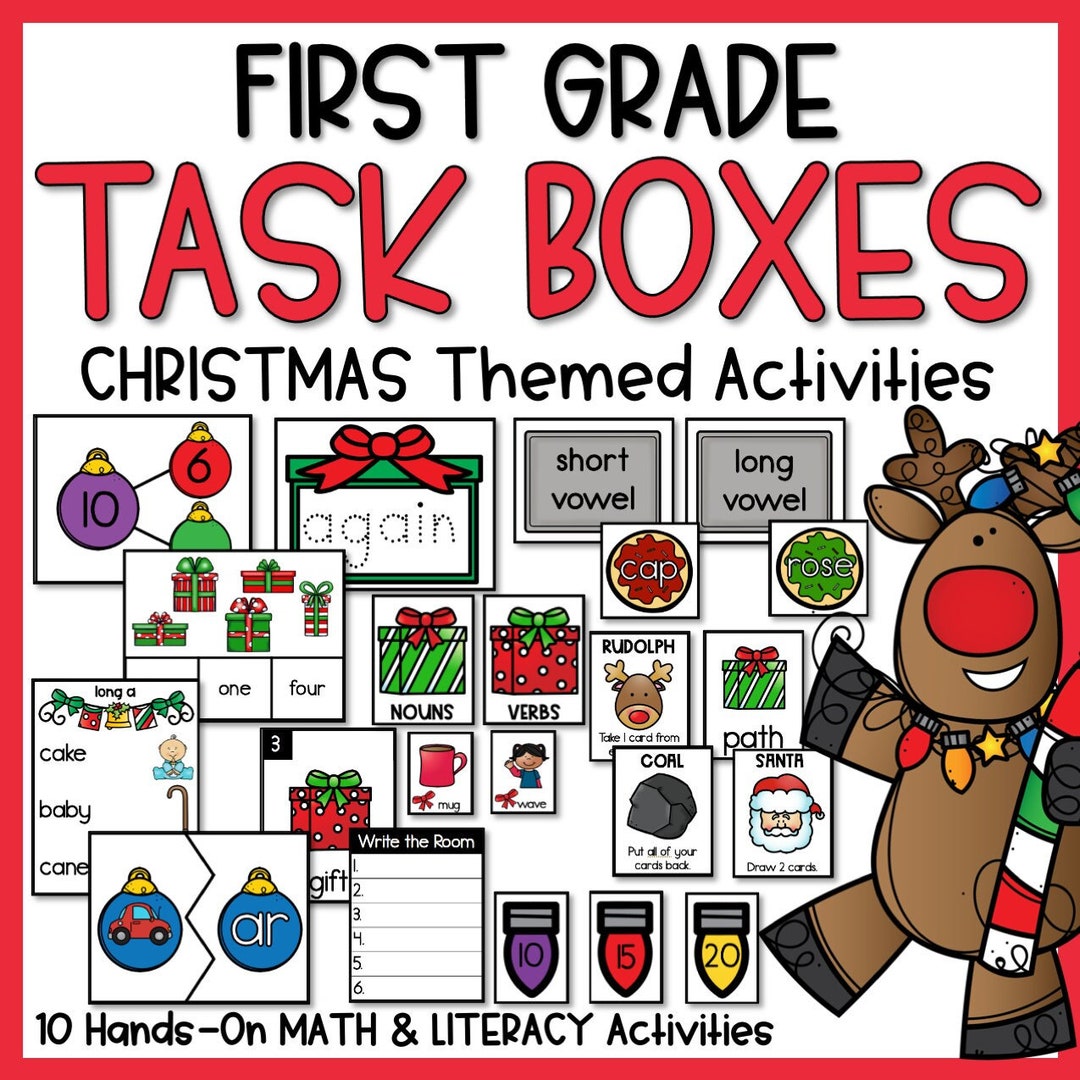 First Grade Christmas Task Boxes PHYSICAL PRODUCT - Etsy