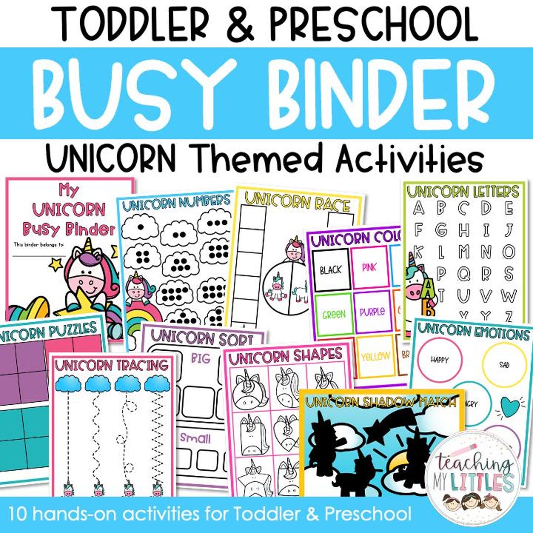 Unicorn Activity Binder | Toddler Learning, Preschool Skills (digital ...