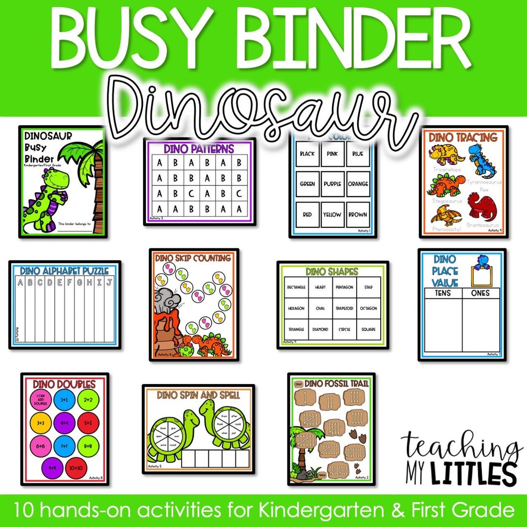 Dinosaur Busy Binder K-1st | Busy Book | Activity Binder | Kindergarten ...