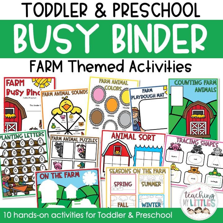 Farm Activity Busy Binder | Toddler & Preschool Learning (digital ...