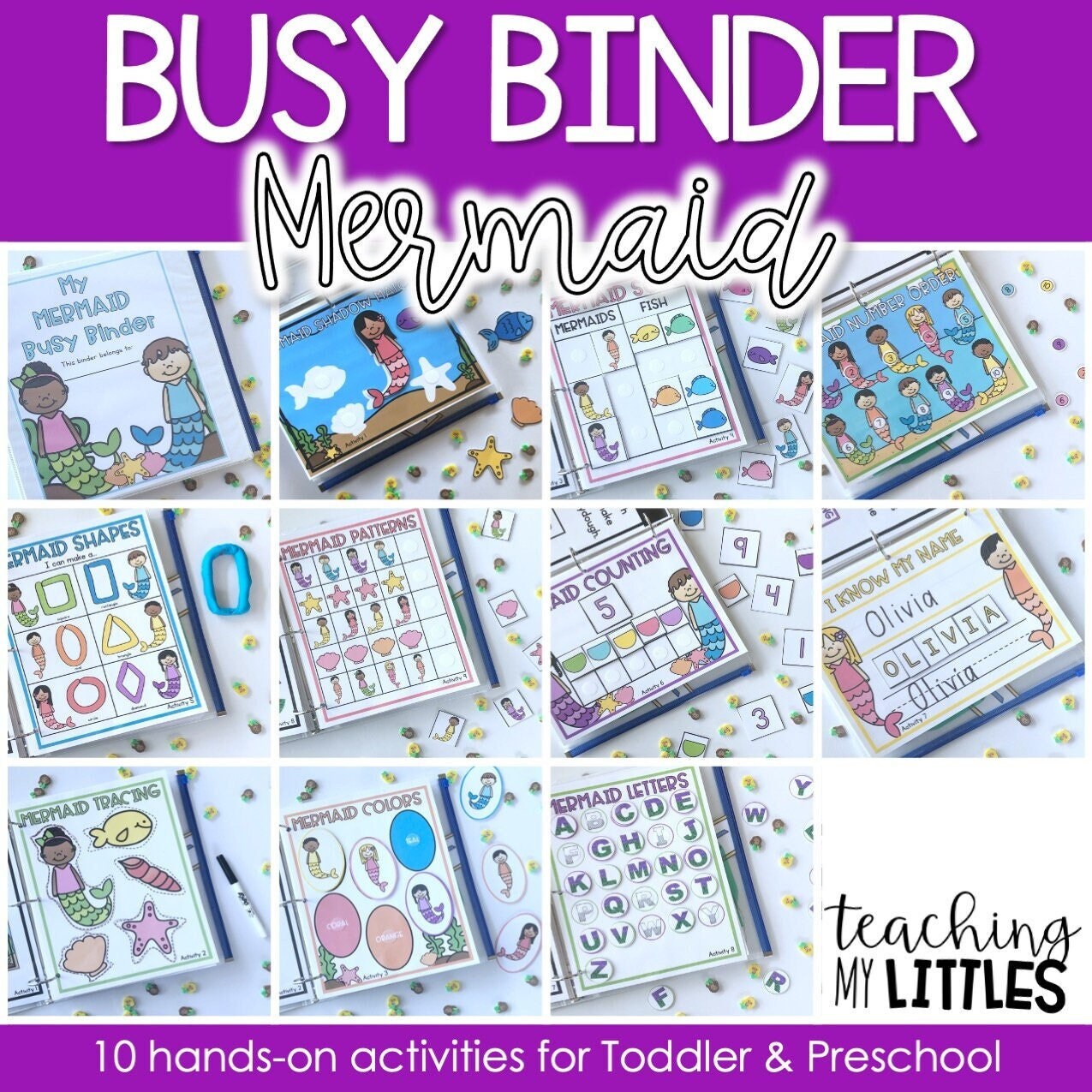 Mermaid Busy Binder Busy Book Activity Binder Toddler Activities ...