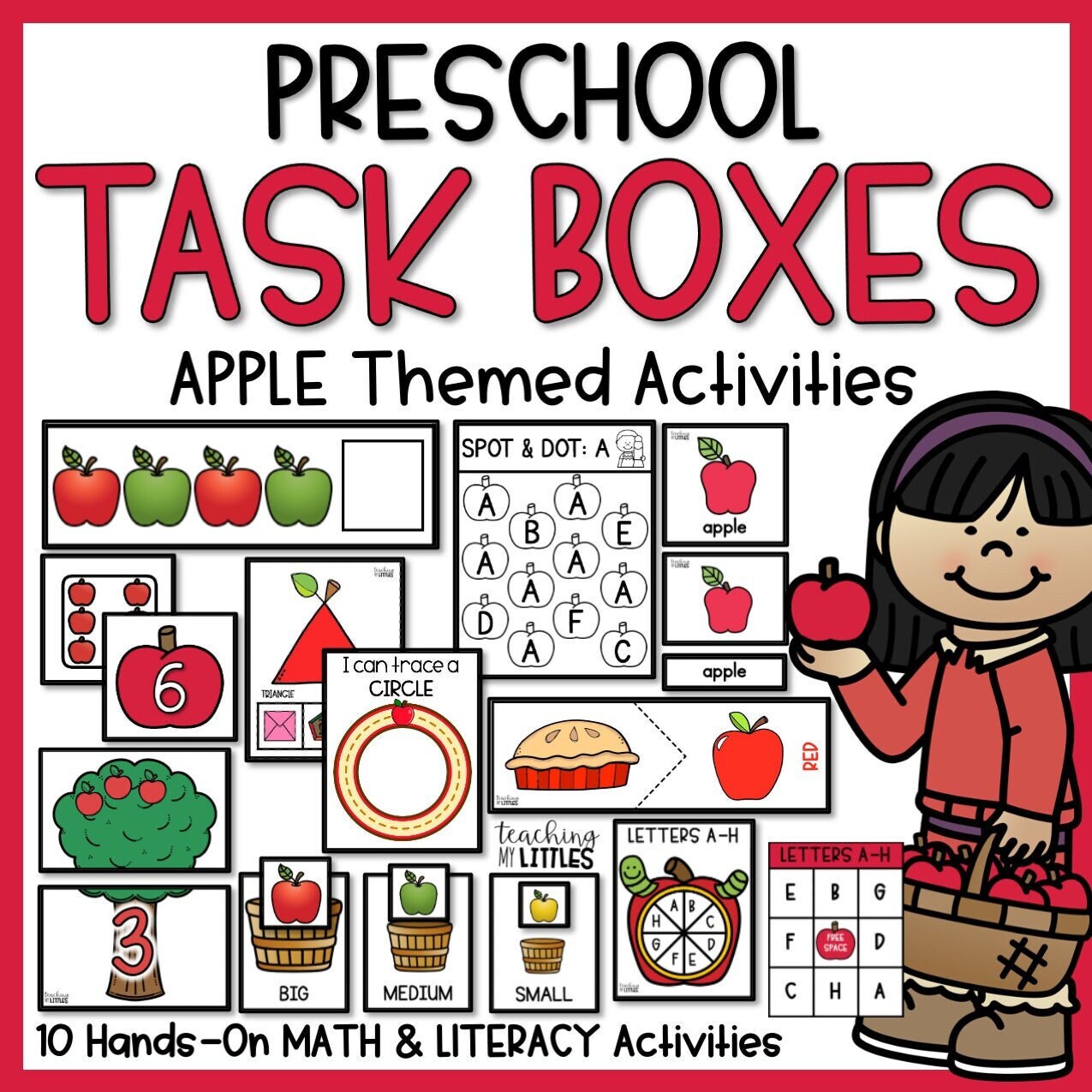 Preschool Task Boxes Apple Theme Preschool Activities Math & Literacy ...