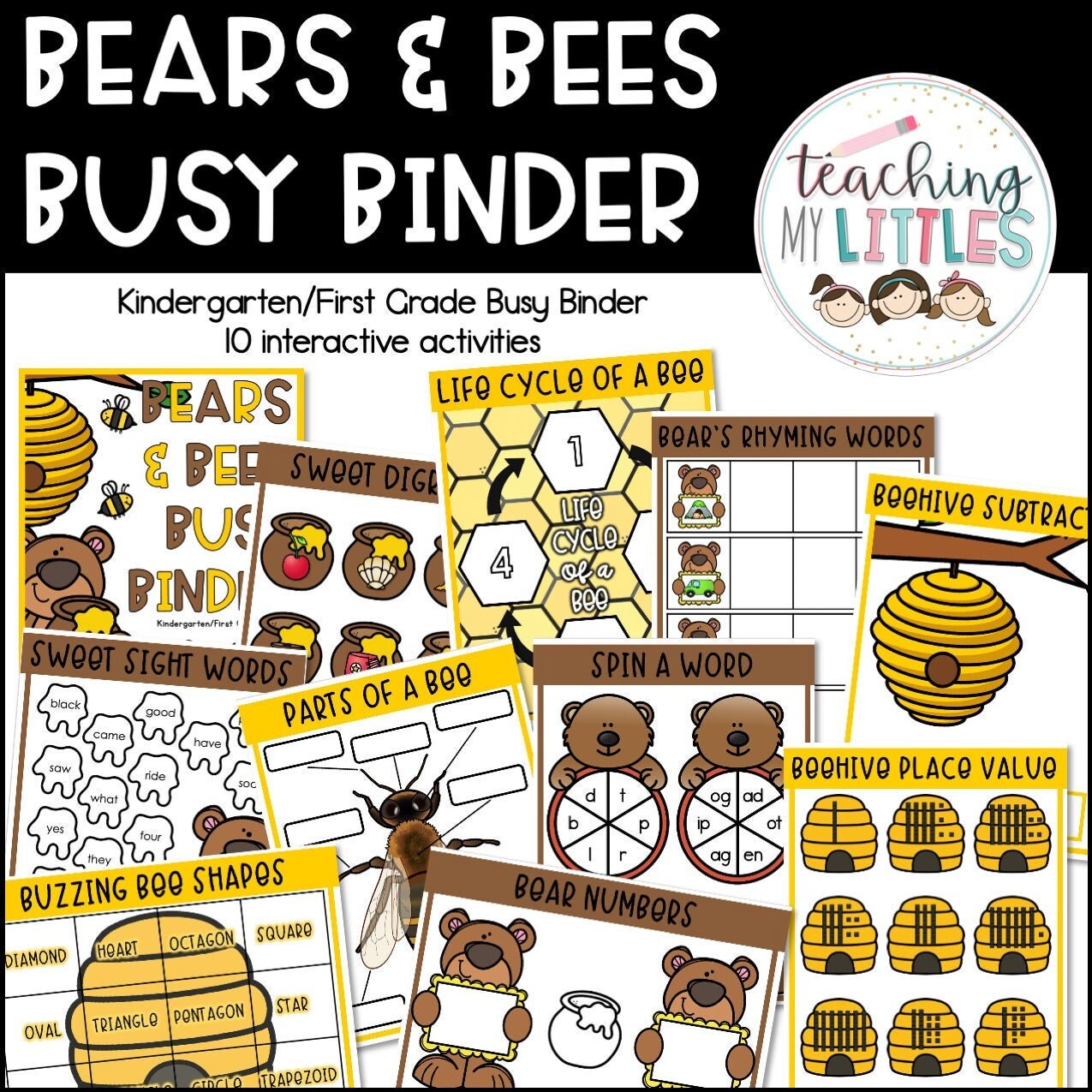 Bears & Bees Busy Binder K-1st | Busy Book | Activity Binder ...