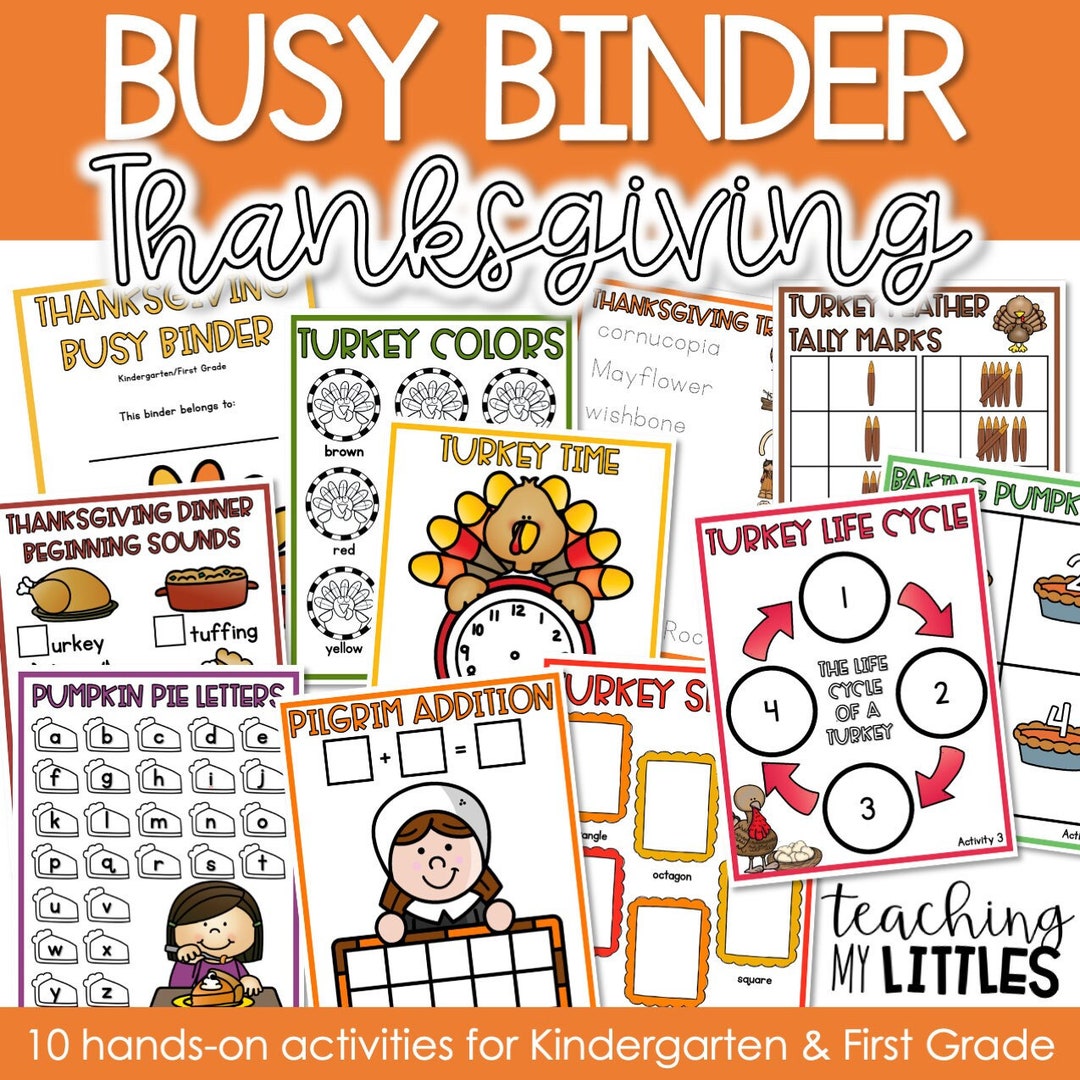 Thanksgiving Busy Binder for K/1st | Busy Book | Activity Binder ...