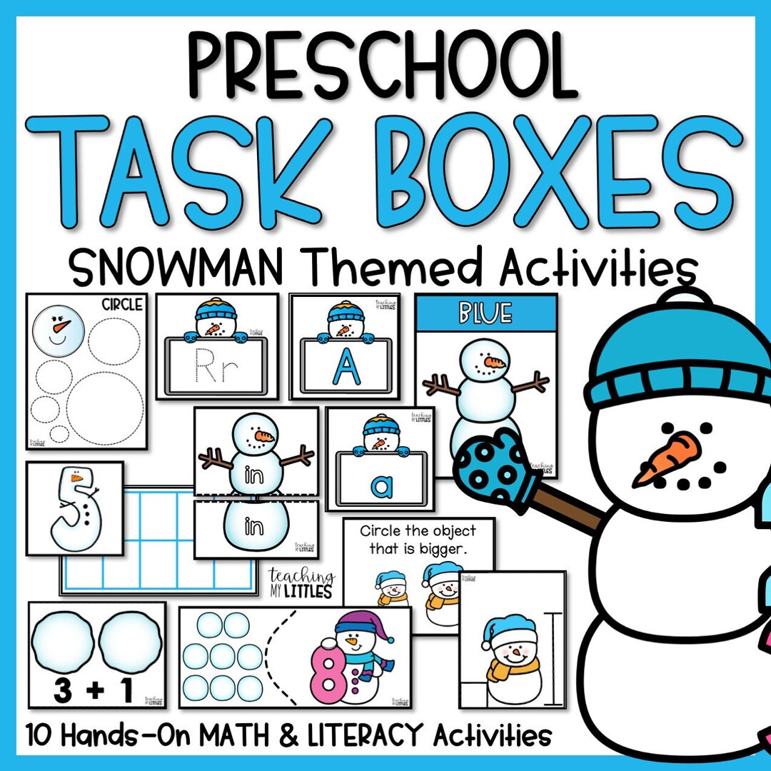 Preschool Snowman Task Boxes PHYSICAL PRODUCT - Etsy