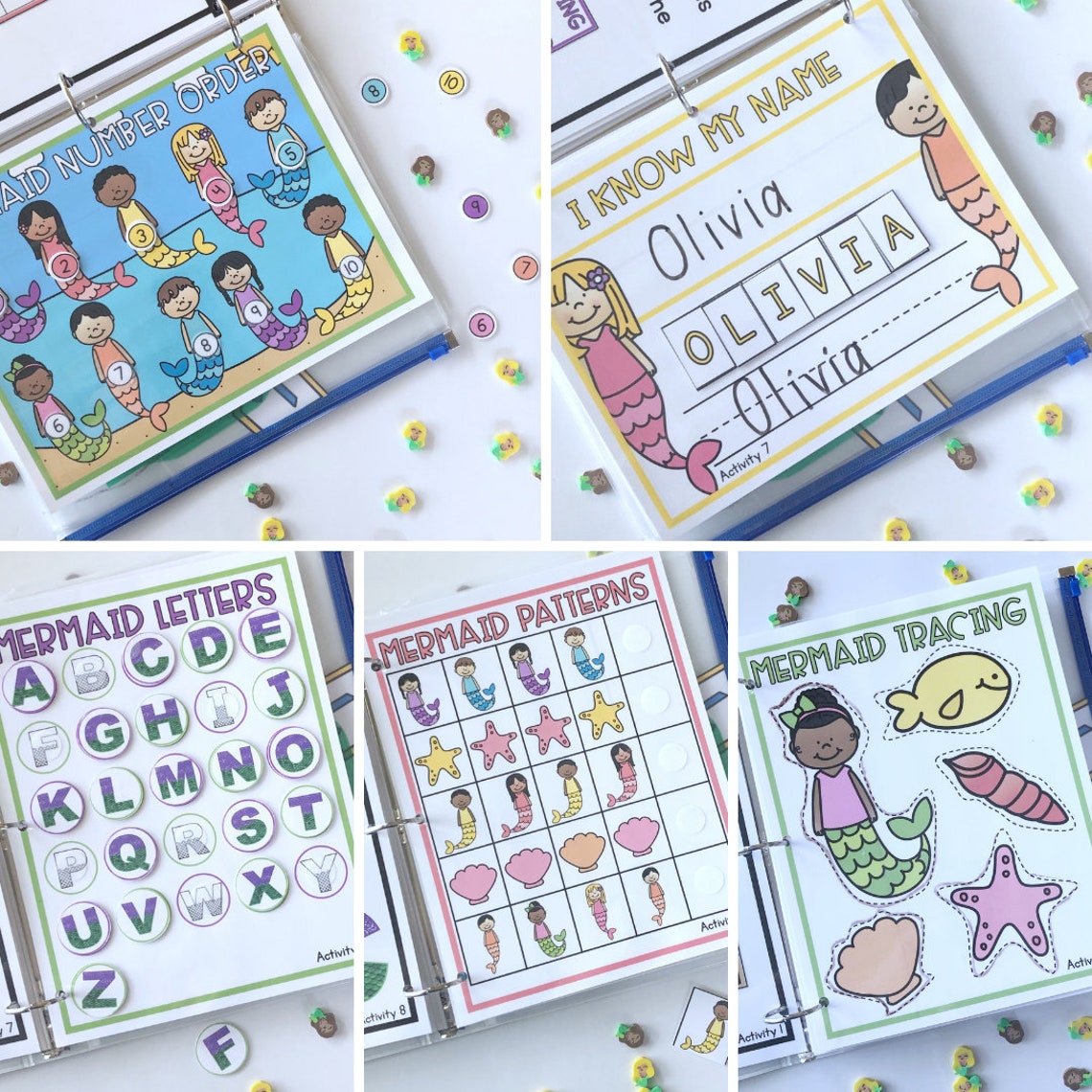 Mermaid Busy Binder Busy Book Activity Binder Toddler Activities ...