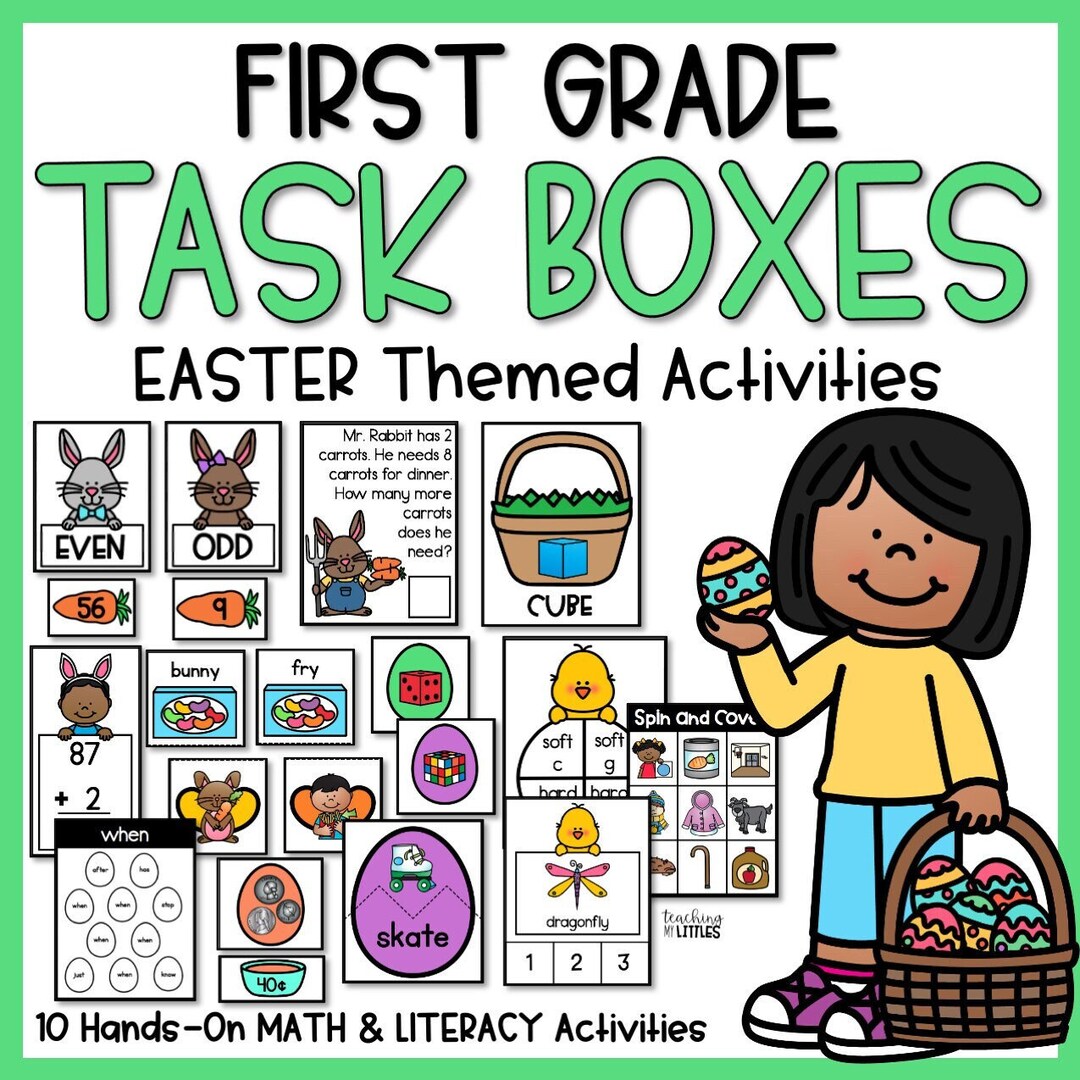 First Grade Easter Task Boxes PHYSICAL PRODUCT - Etsy