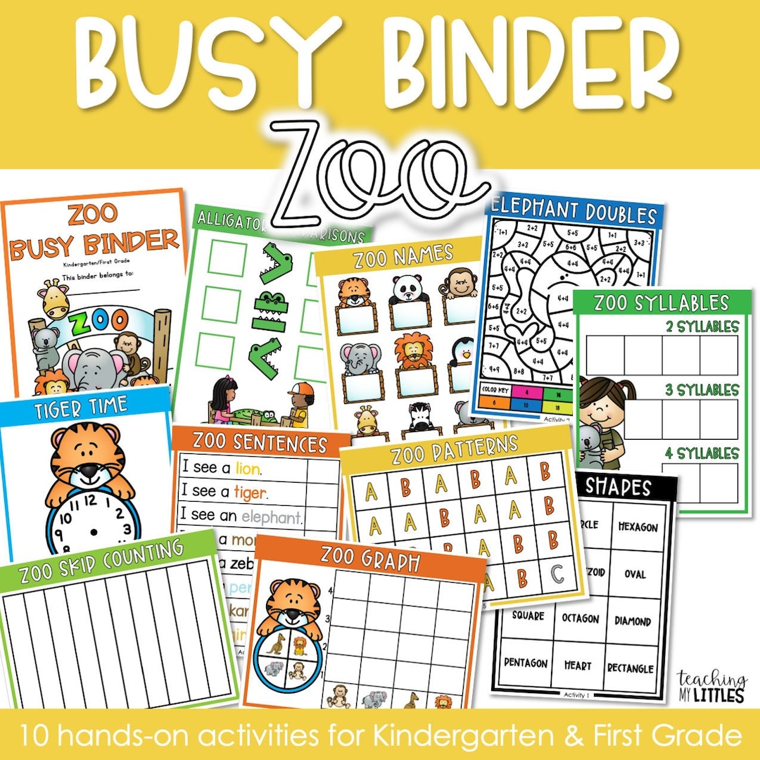 Zoo Busy Binder for K/1st | Busy Book | Activity Binder | Kindergarten ...