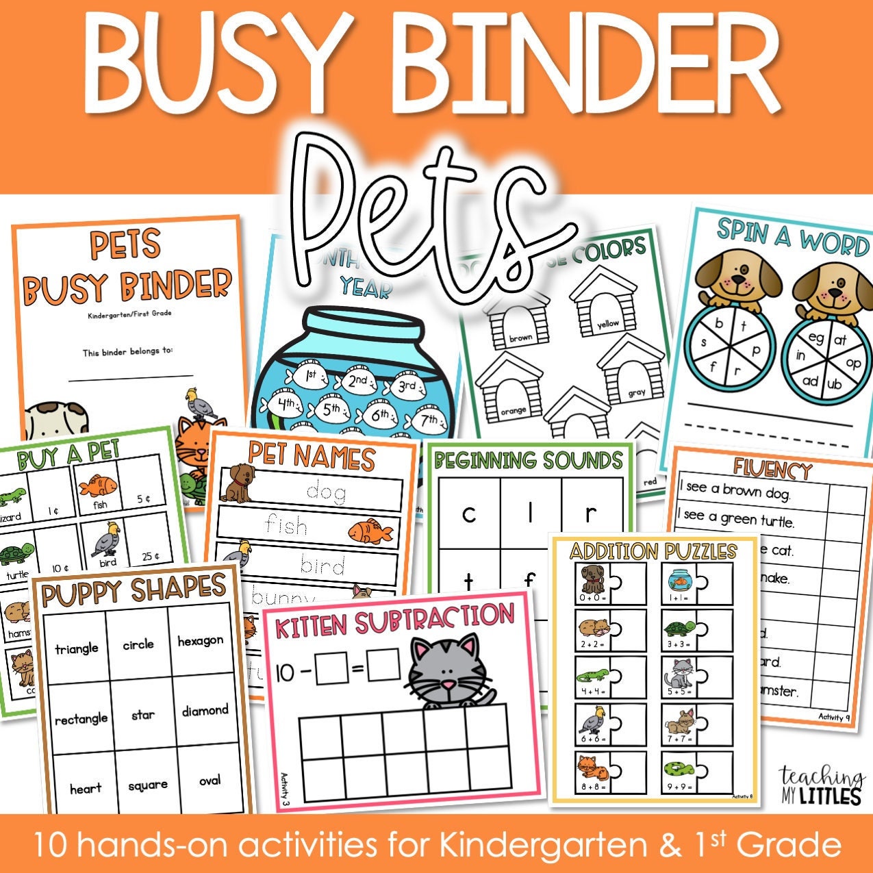 Pets Busy Binder K-1st Busy Book Activity Binder Kindergarten ...