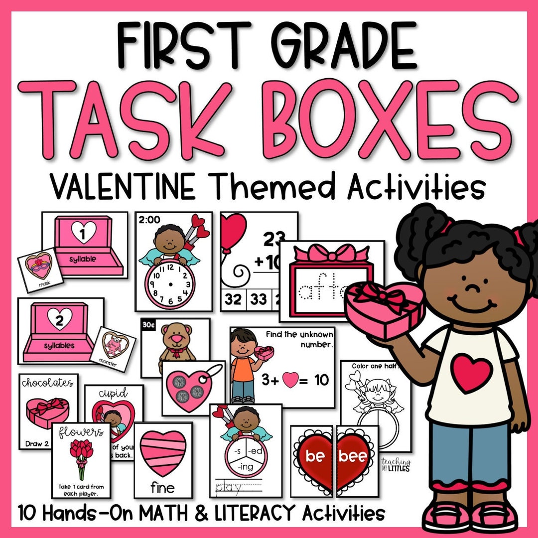 First Grade Valentine's Day Task Boxes PHYSICAL PRODUCT - Etsy
