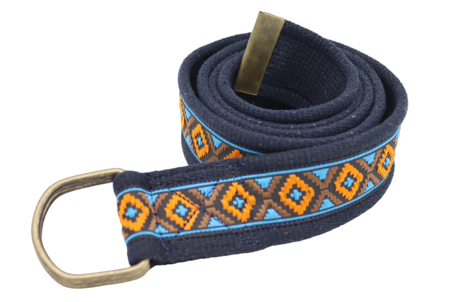 Vintage Unisex D Ring Canvas Southwest Aztec Design Belt,canvas Navy ...
