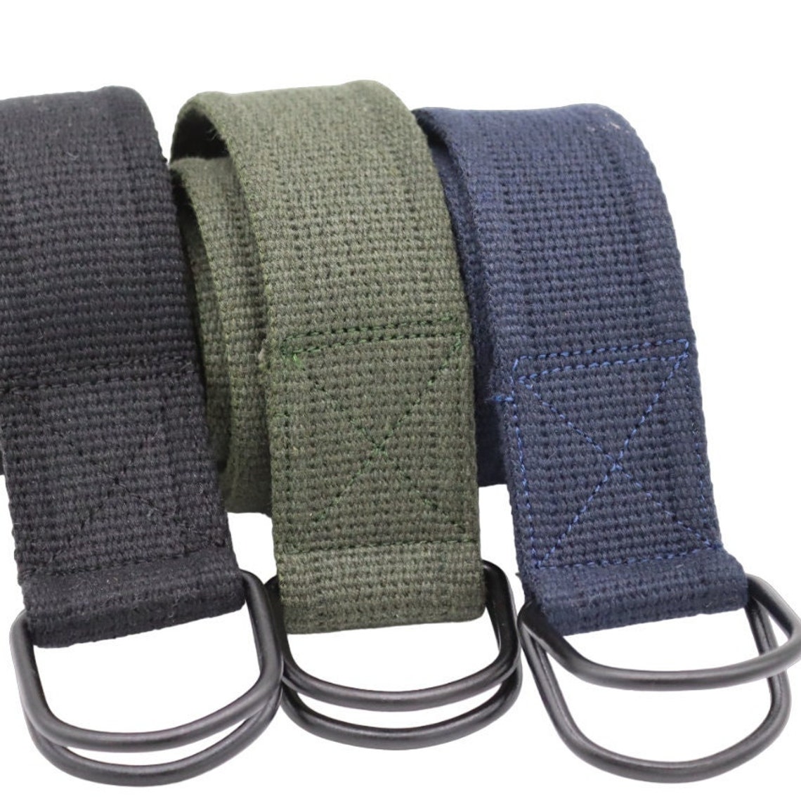 Black D Ring Canvas Web Belt,cotton Fabric Belt With Black Buckle,woven ...