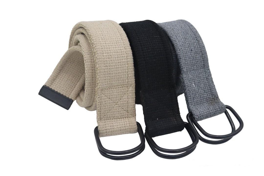 Canvas Web Belt Metal Double Black D Ring Buckle for Men Women ,casual ...