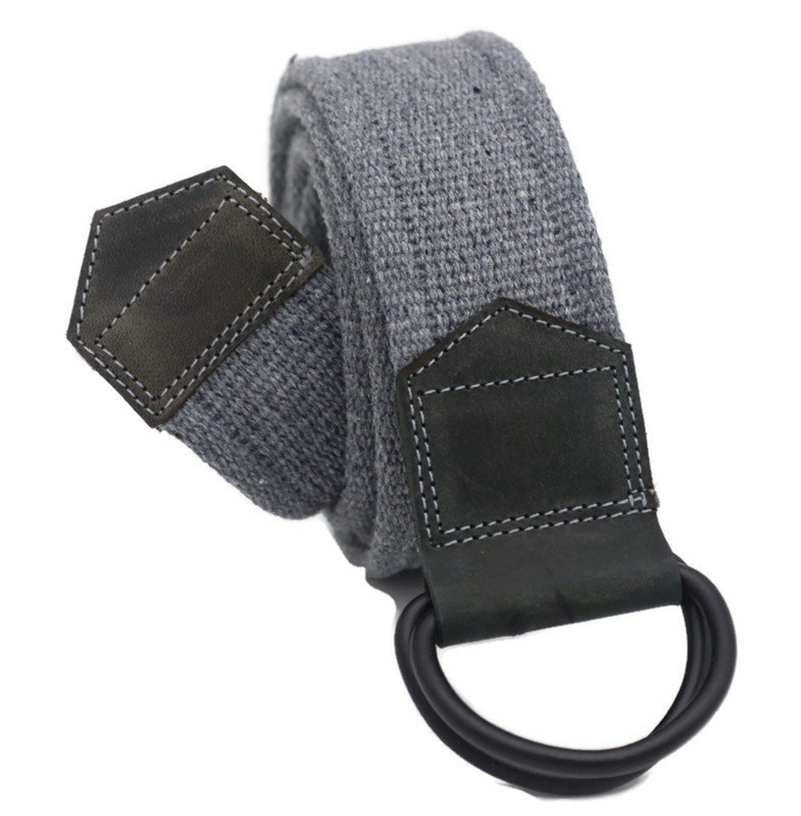 Green Web Belt Solid Brass D Ring With Leather Detail,green Canvas D ...