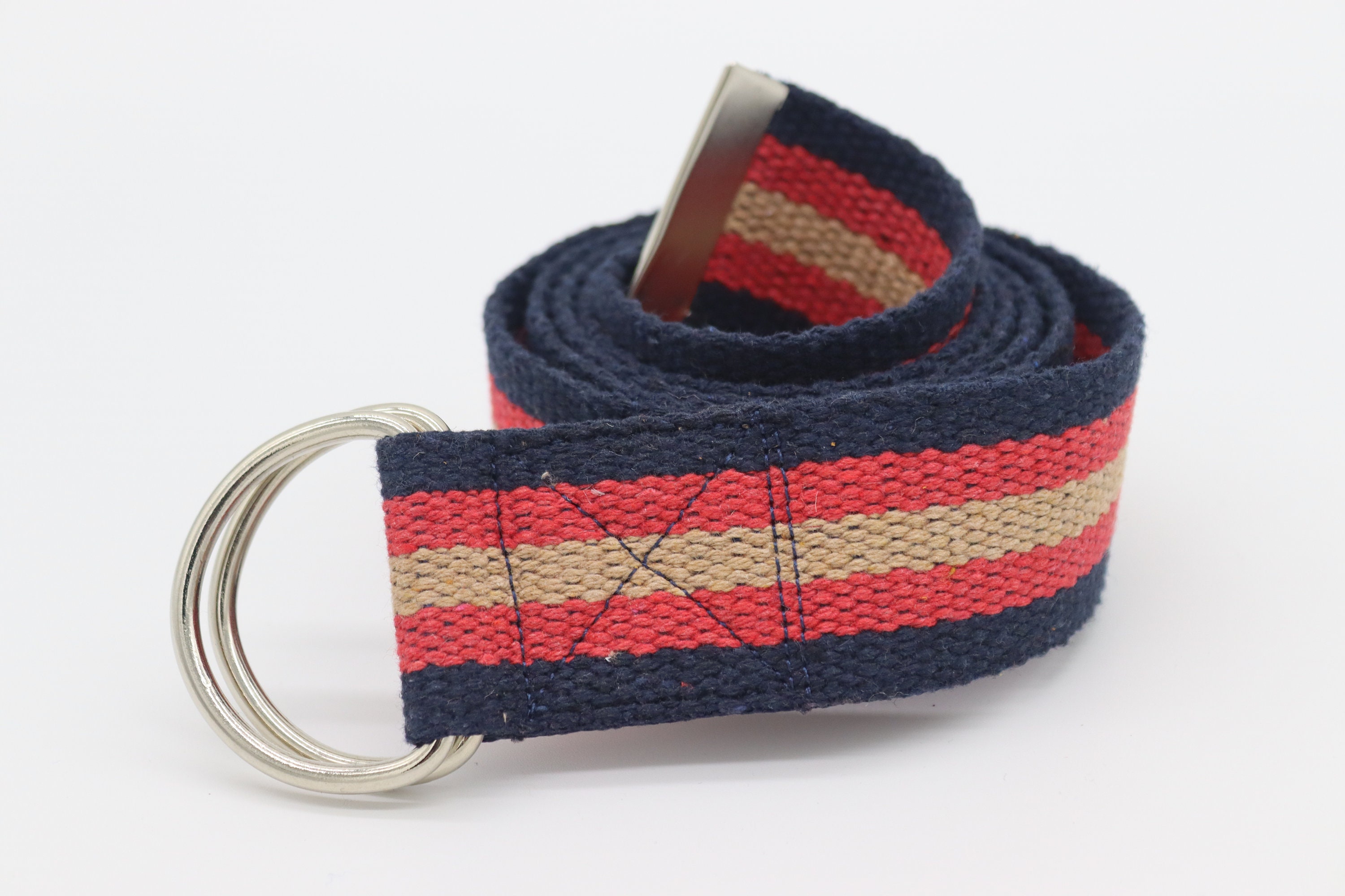 Striped Webbing D Ring Belt,unisex Cotton Belt (width 1.57 Inc,4 Cm) - Etsy