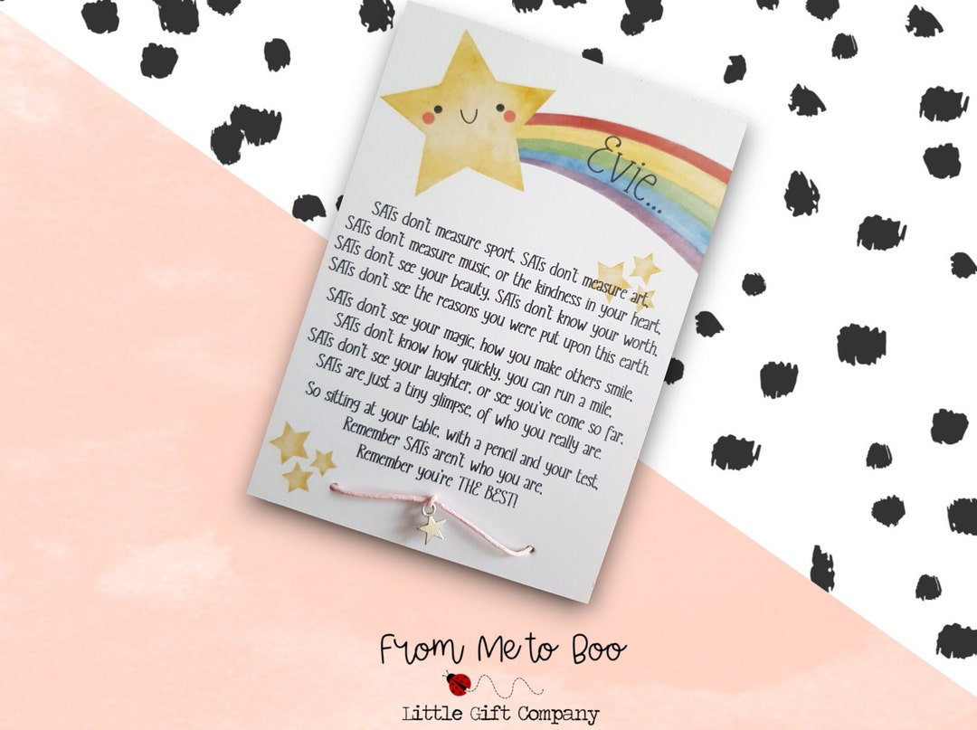 Sats Test Gift ~ Sats Test Poem Card ~ Sats Test Wish Bracelet ~ Sats ...